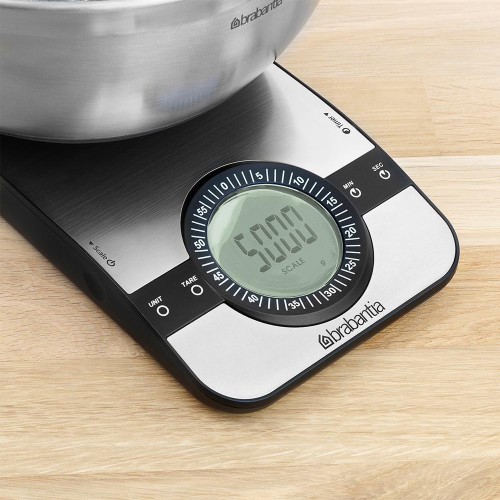 სამზარეულოს სასწორი Brabantia 21 X 12 5 Cm Kitchen Scale Black Silver