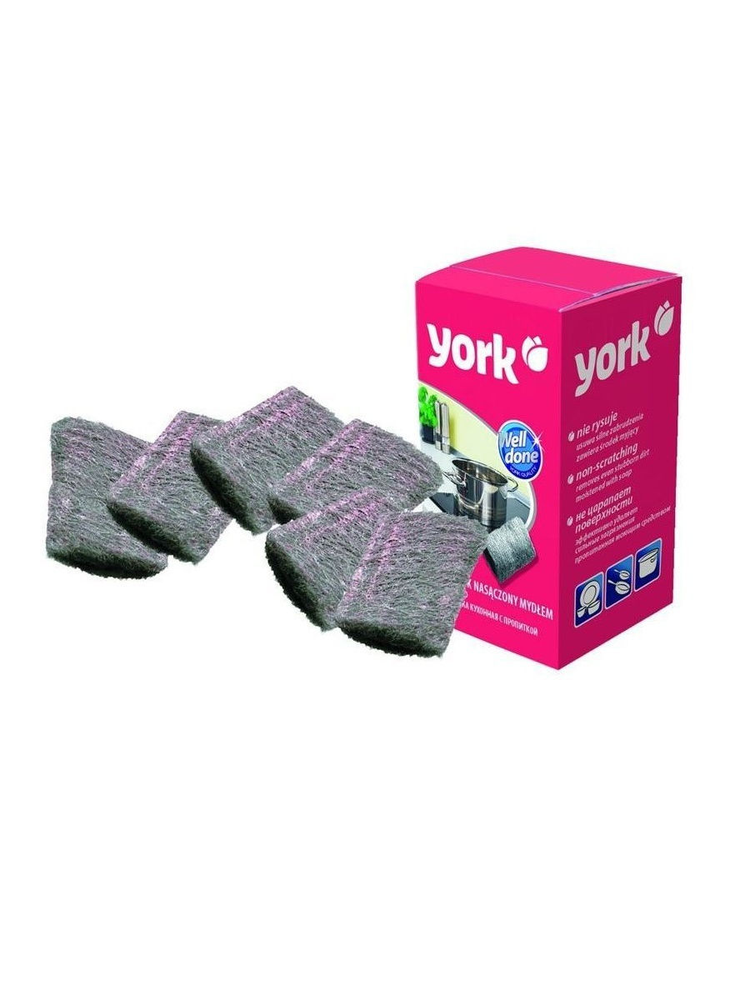 York ჭურჭლის სახეხი ნეჭა საპნით 6 ც Veli Store
