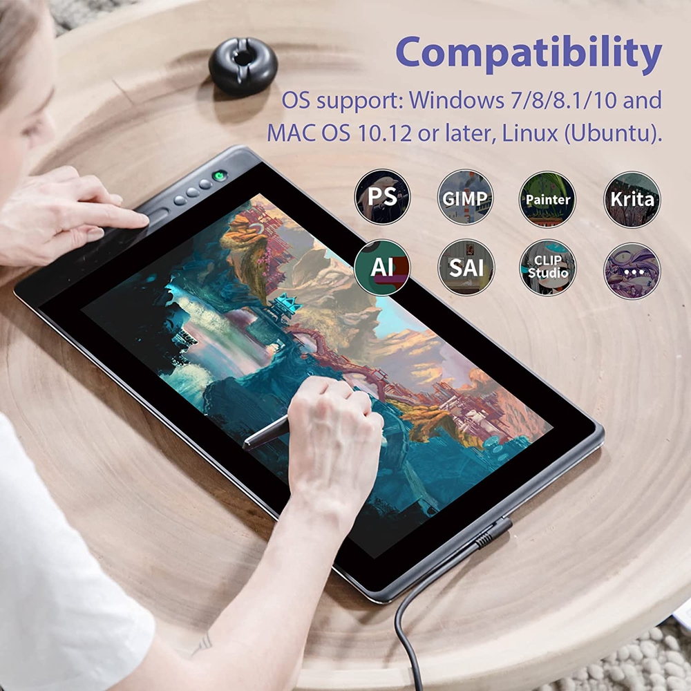 სახატავი პლანშეტი Huion Kamvas Pro 16 Drawing Tablet Black - Veli store