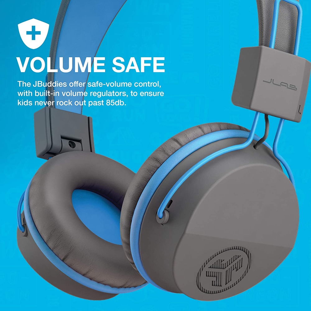 JLab JBuddies Studio Bluetooth On-Ear Kids Headphones Gray/Blue - Veli ...