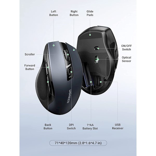 Ugreen Mu006 Wireless Mouse Black - Veli store