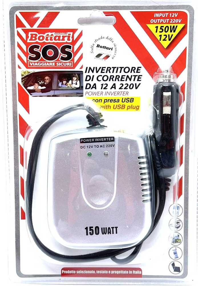 Bottari, 12 ვოლტის 220 ვოლტზე გადამყვანი 150wat - Veli store