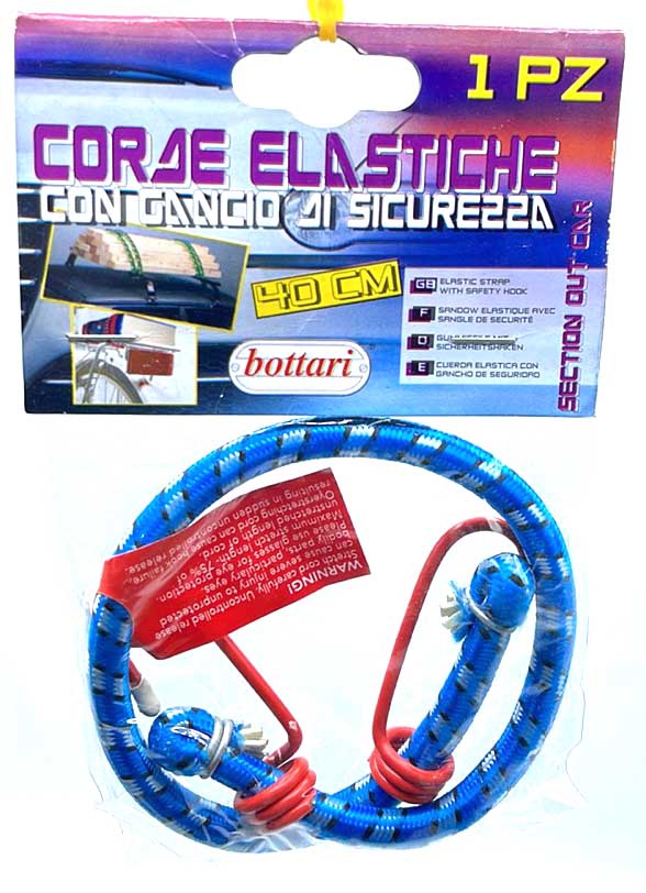 Bottari, ელასტიური თოკი უსაფრთხოების კაუჭით ლურჯი 40სმ - Veli store