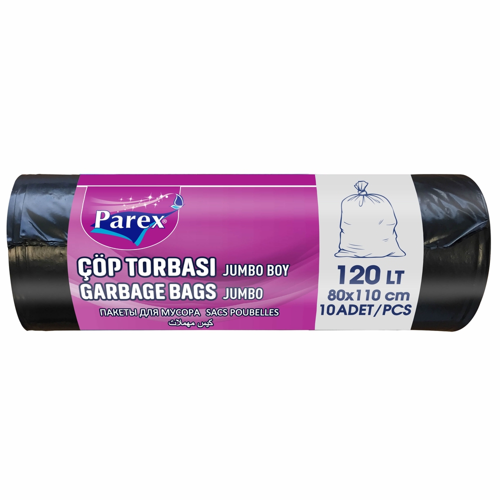 Parex Professional ნაგვის პარკი შავი 120 ლ 10 ცალი Veli Store